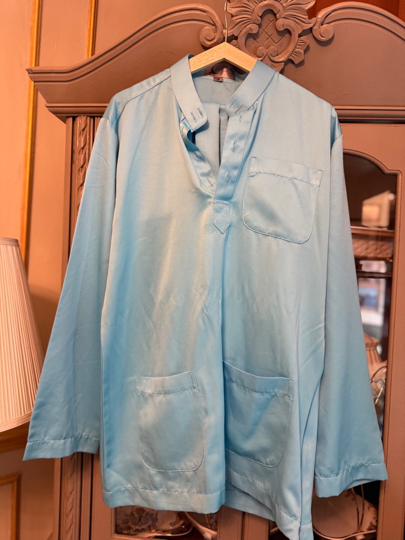 Baju Melayu Set M BLUE Erlah Exclusive, Men's Fashion, Muslim Wear ...