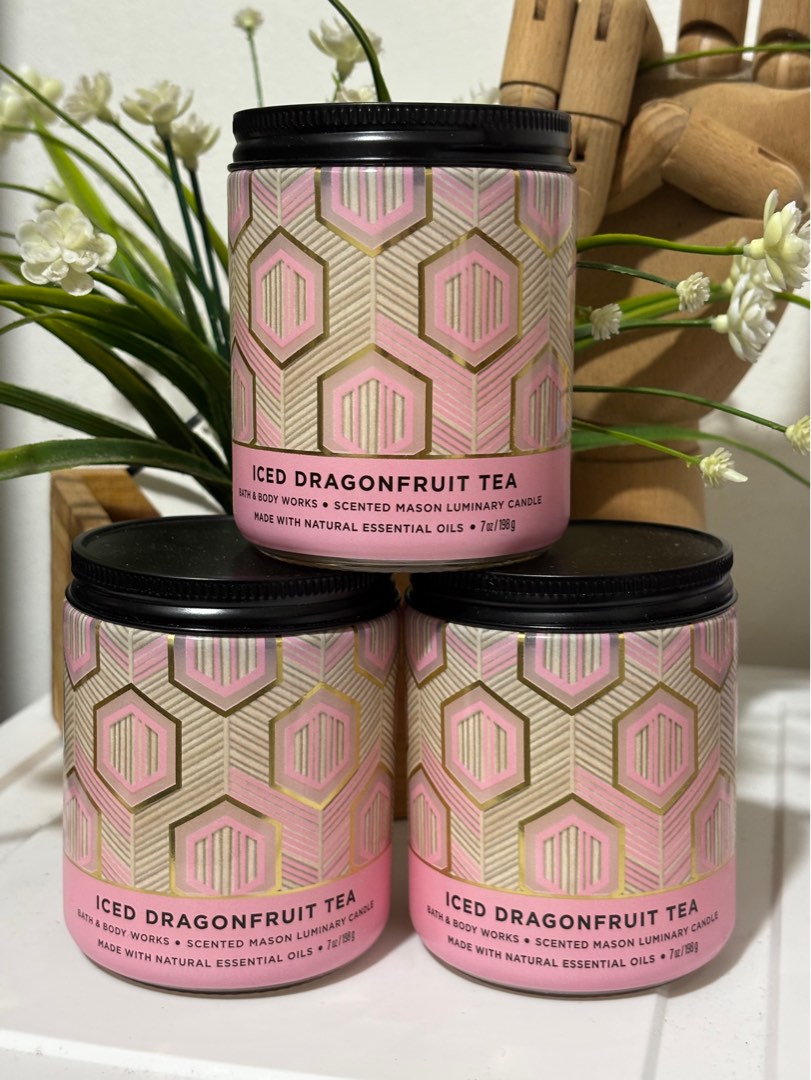Bath & Body Works Iced Dragonfruit Tea Single Wick Candle, Furniture ...