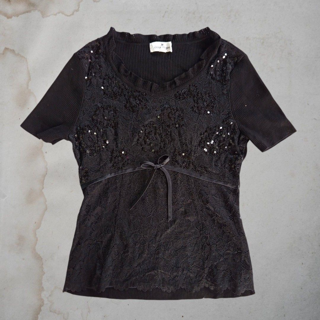 Black Lace Top vintage goth y2k fairy punk cottagecore kawaii premium ...