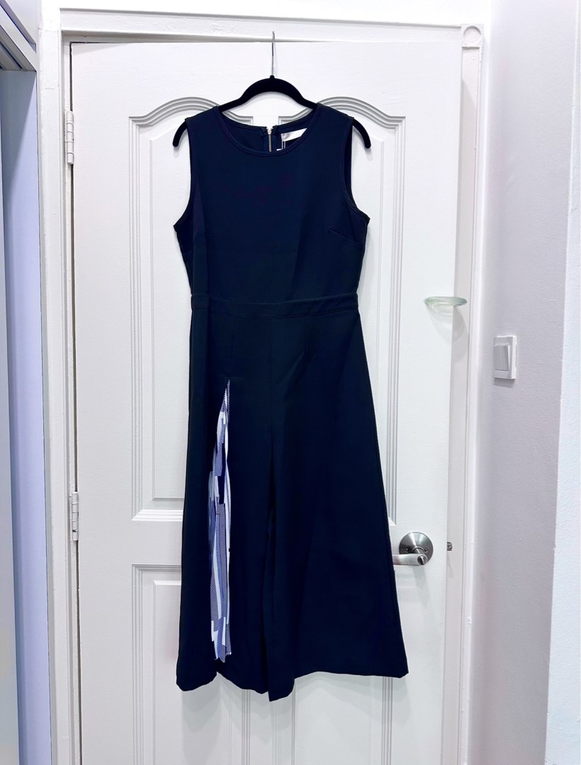 BYsi black with side pleats and ribbon tie jumpsuit, Women's Fashion ...