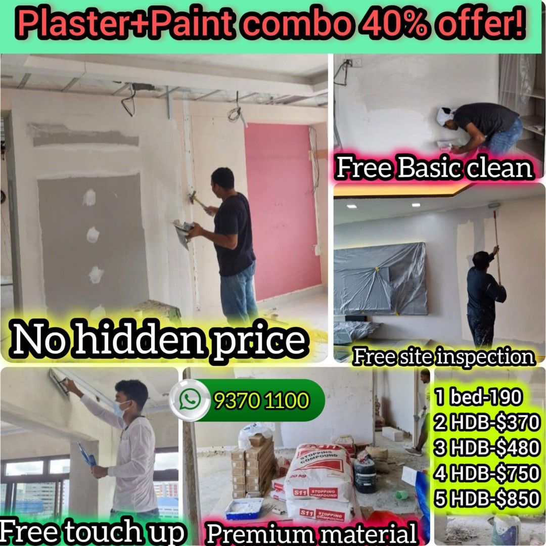Cheapest plaster & Painting service combo at 40% off. HDB,BTO,CONDO ...