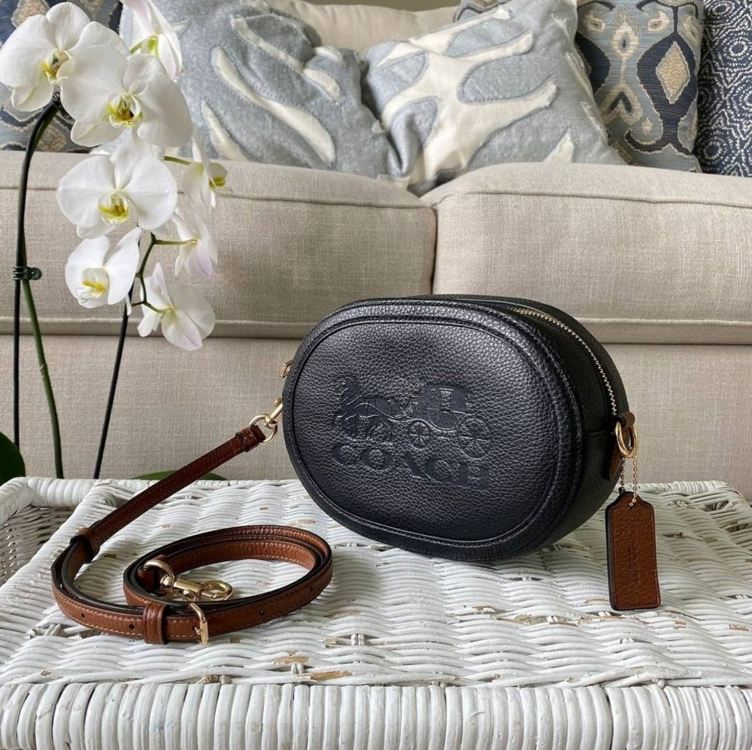 Coach C4056 Zip Camera Bag in Colorblock Black / Redwood Refined Pebble ...