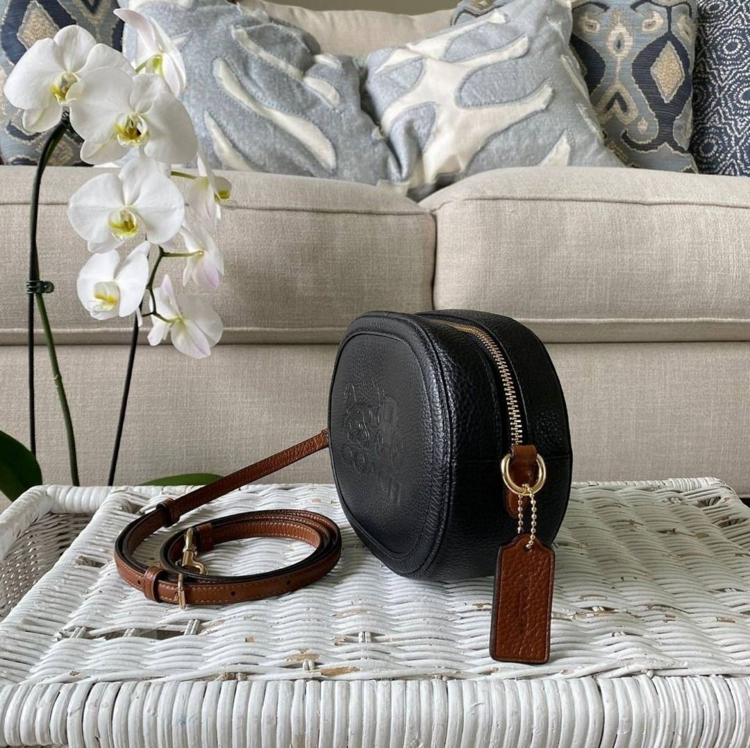 Coach C4056 Zip Camera Bag in Colorblock Black / Redwood Refined Pebble ...