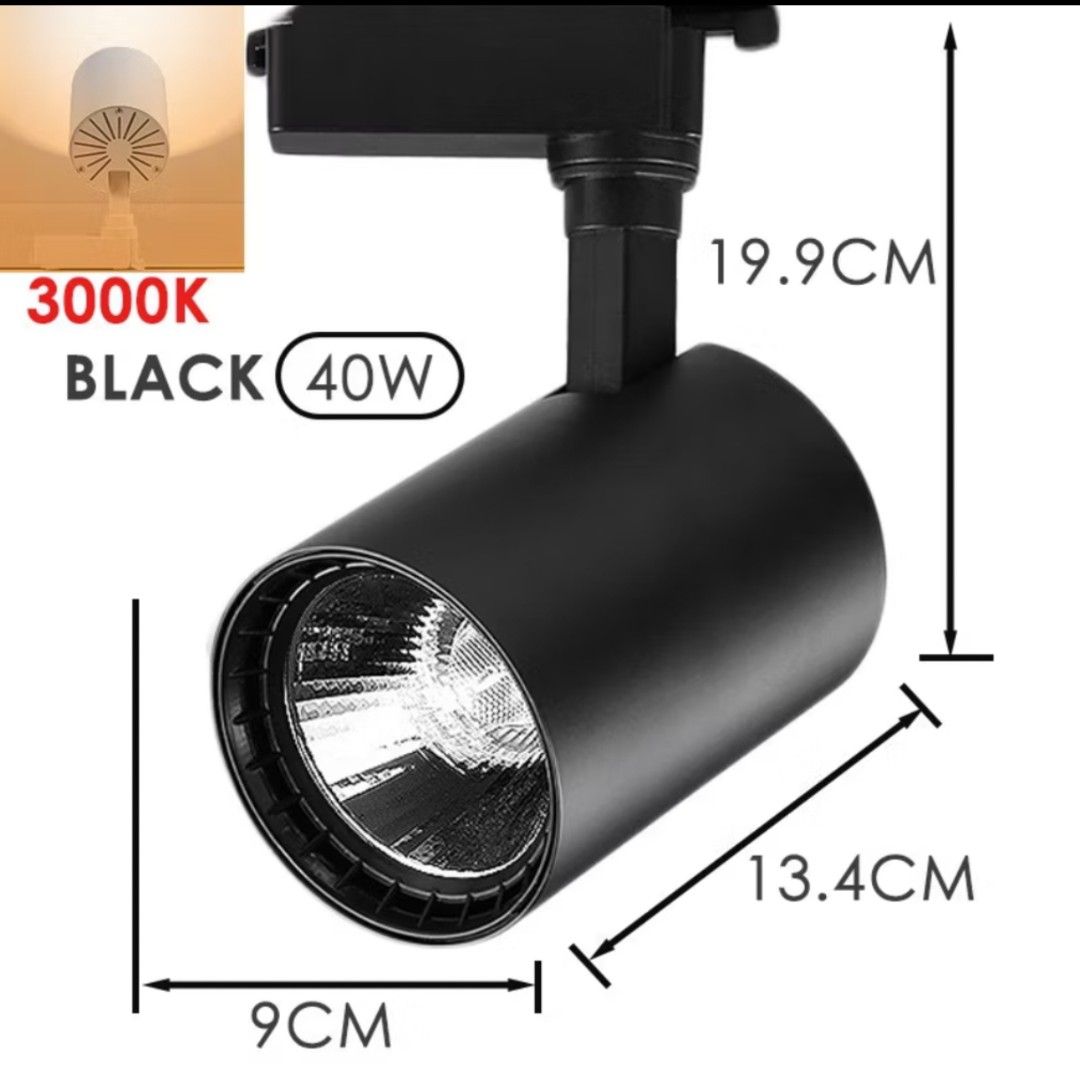 COB LED Track Light 40W, 6500K (Black Body) Rail Lamp Track Lighting ...