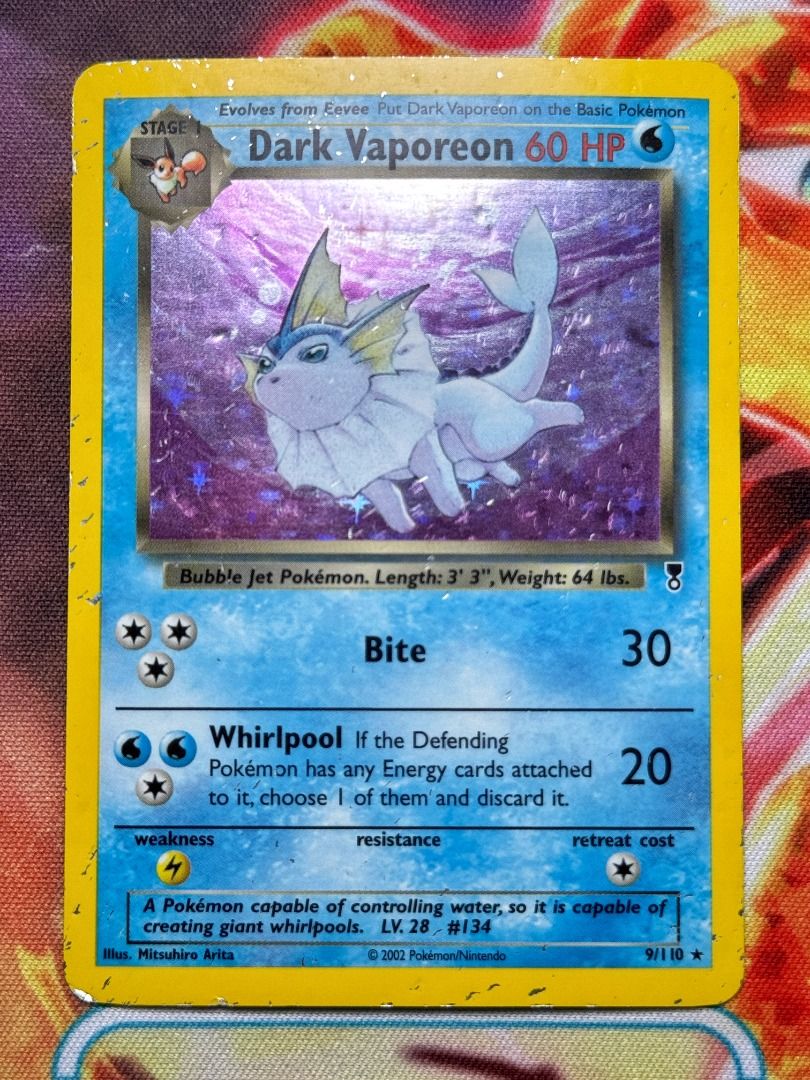 Dark Vaporeon [Damaged] - Pokemon Cards Legendary Collection 9, Hobbies ...