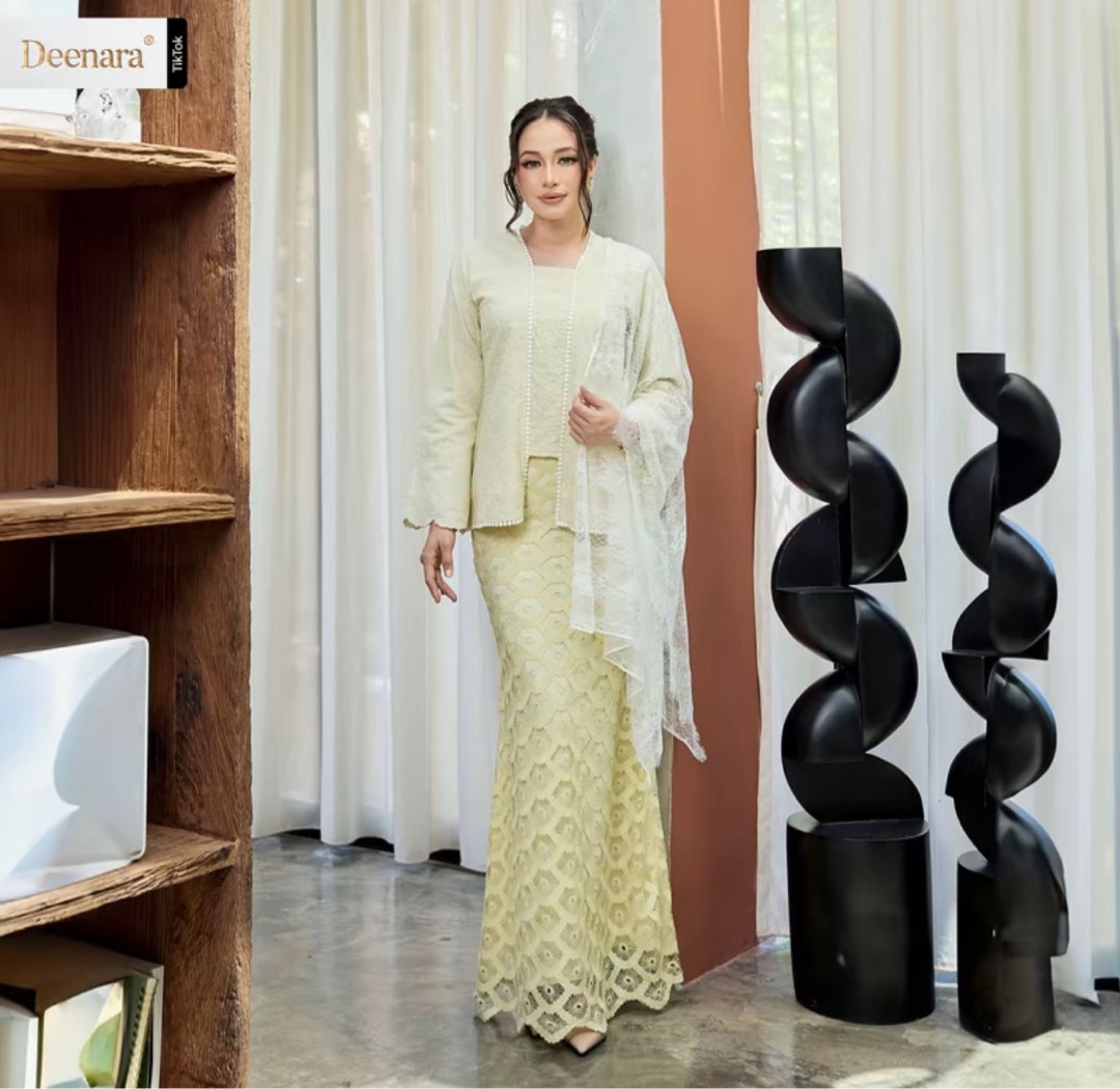 DEENARA DAHLIA KEBAYA SOFT YELLOW, Women's Fashion, Muslimah Fashion ...