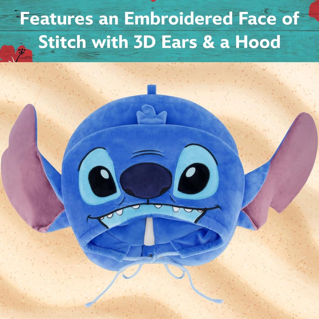 Disney Stitch Memory Foam Hooded Neck Pillow with 3D Ears - Free ...