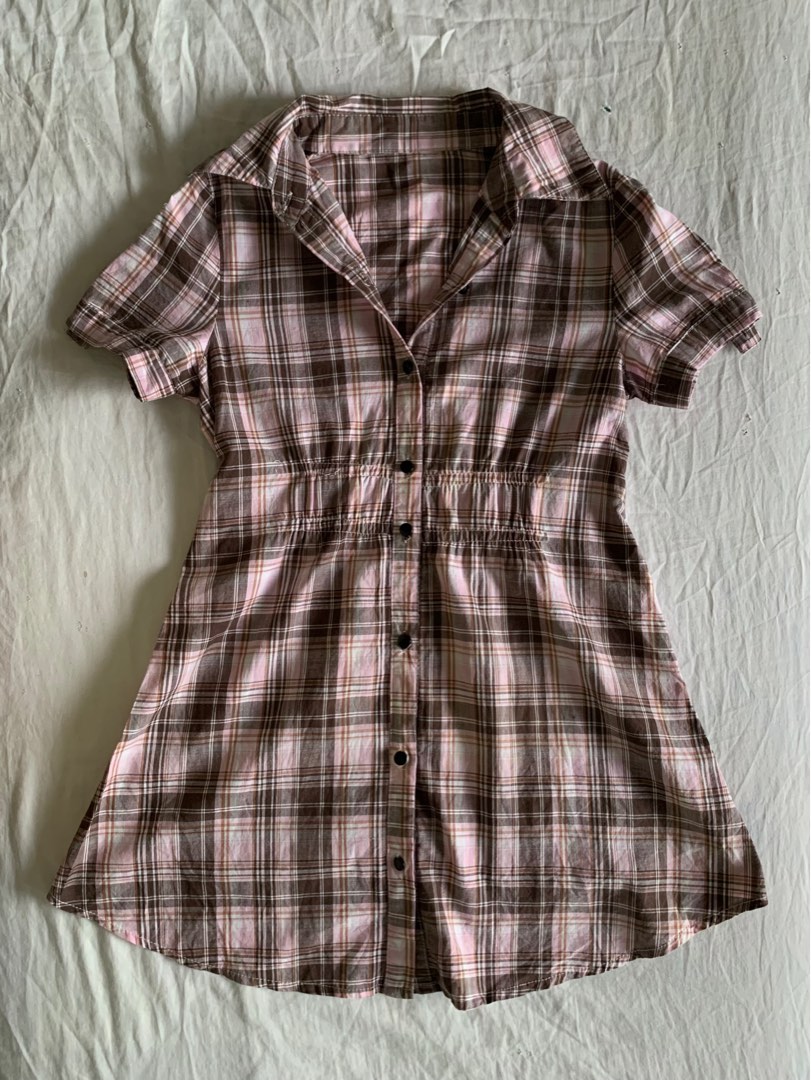 dress over jean plaid button up office siren old money downtown girl vintage y2k, Women's ...