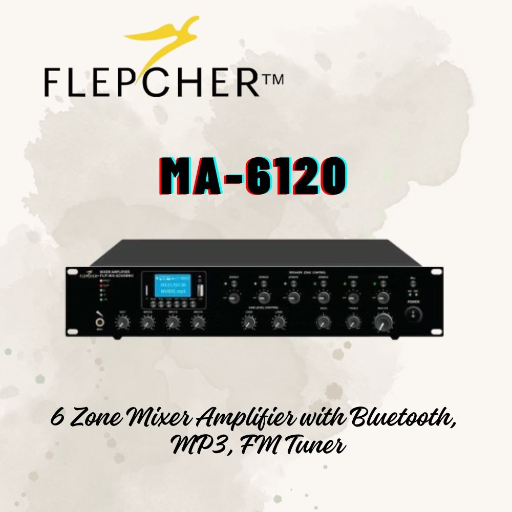 Flepcher MA-6120 6 Zone Mixer Amplifier with Bluetooth, MP3, FM Tuner, Audio, Other Audio ...