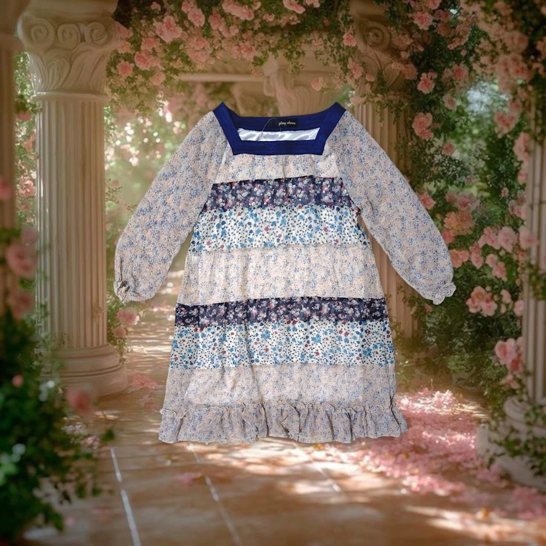 floral summer dress shabby chic coquette, cottagore core, fairycore ...