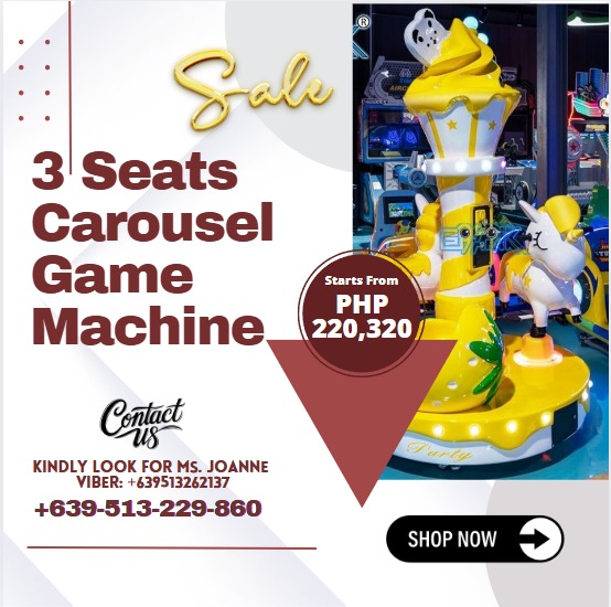 For Sale 3 Seats Carousel Coin Operated Kids Ride Rotating Game Machine ...