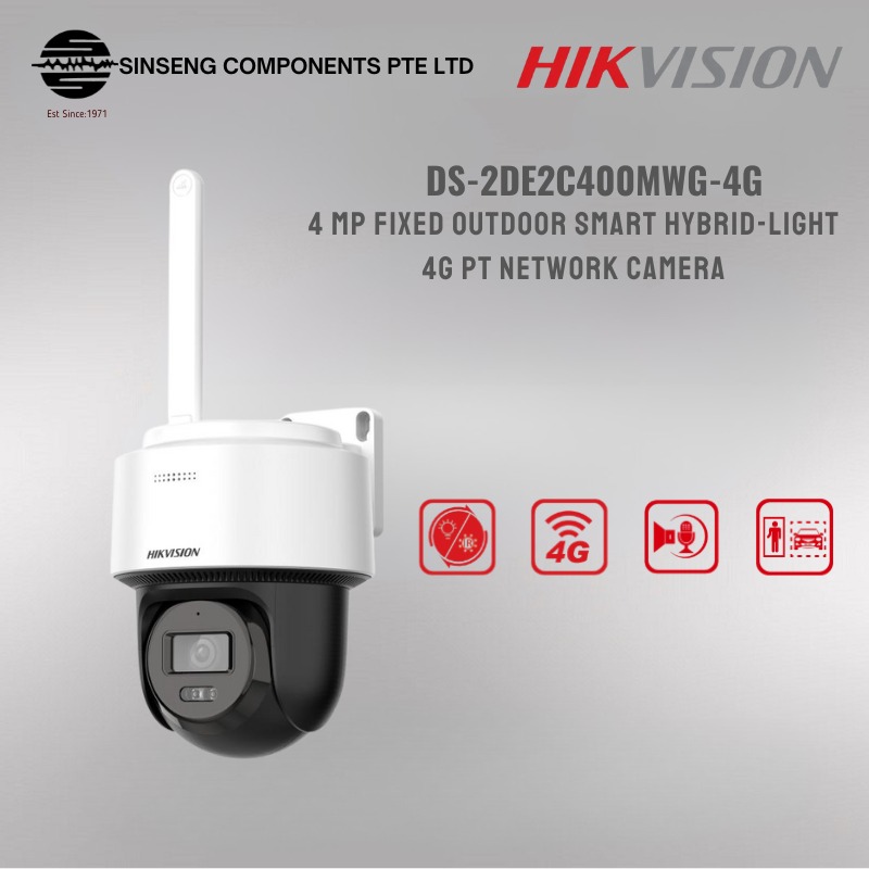 Hikvision DS-2DE2C400MWG-4G 4G Fixed Outdoor Smart Hybrid-light 4MP Pan Tilt Network Camera (2 ...