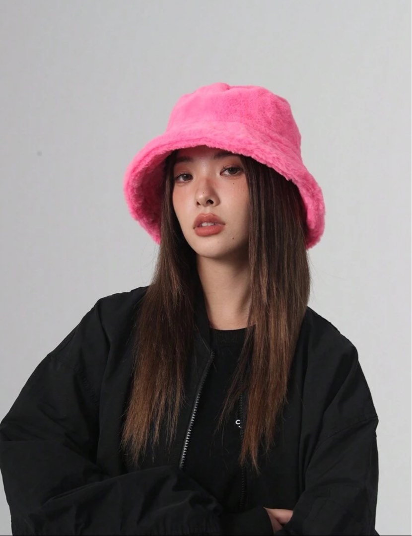 Hot pink furry hat, Women's Fashion, Watches & Accessories, Hats ...