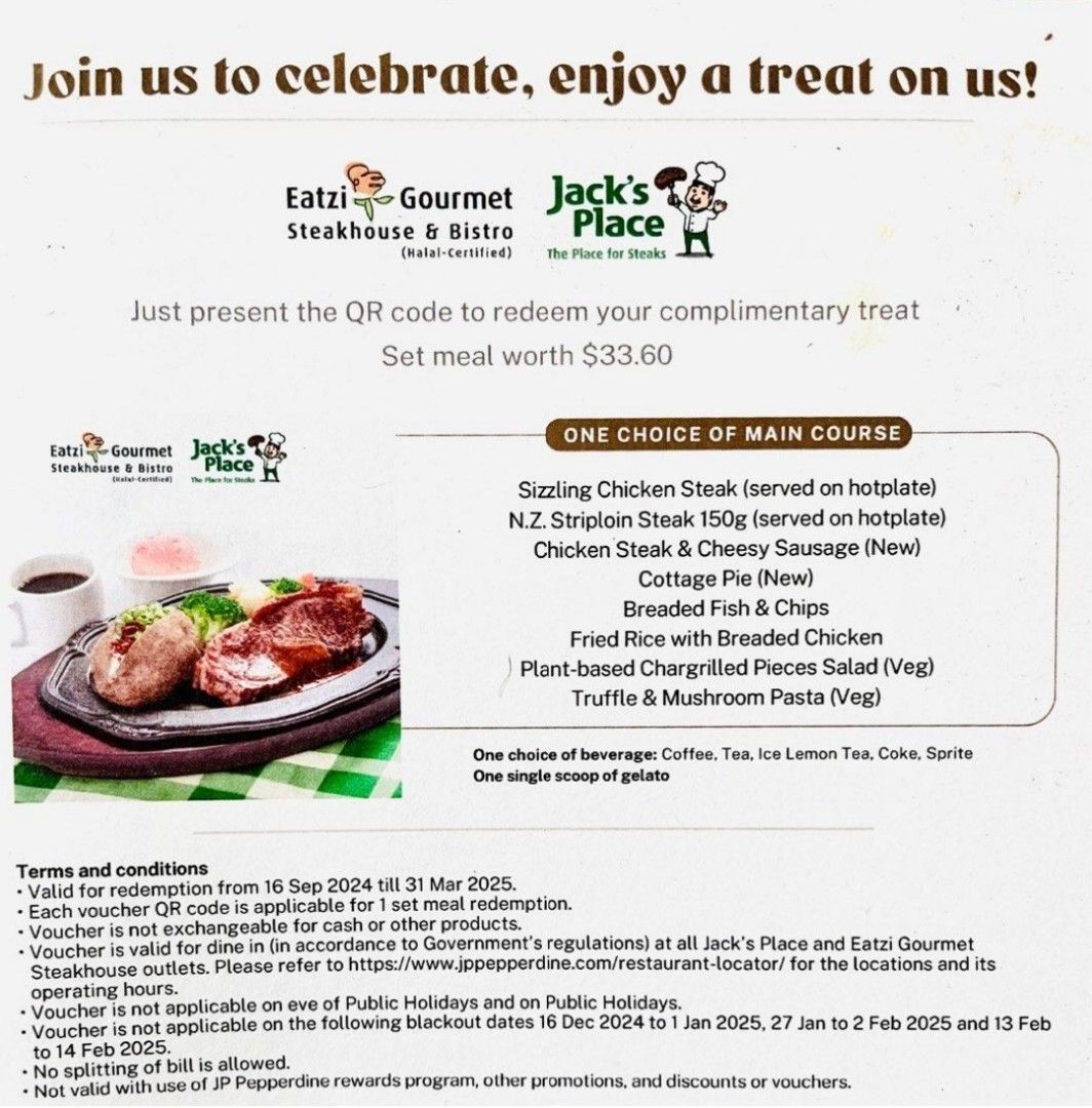 Jack Place, Eatzi Gourmet Steakhouse & Bistro Meal Voucher Worth $30 ...