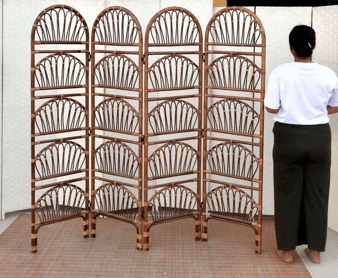 JAPAN SURPLUS 4 PANEL RATTAN DIVIDER IN GOOD CONDITION SIZE: 66.5H x ...