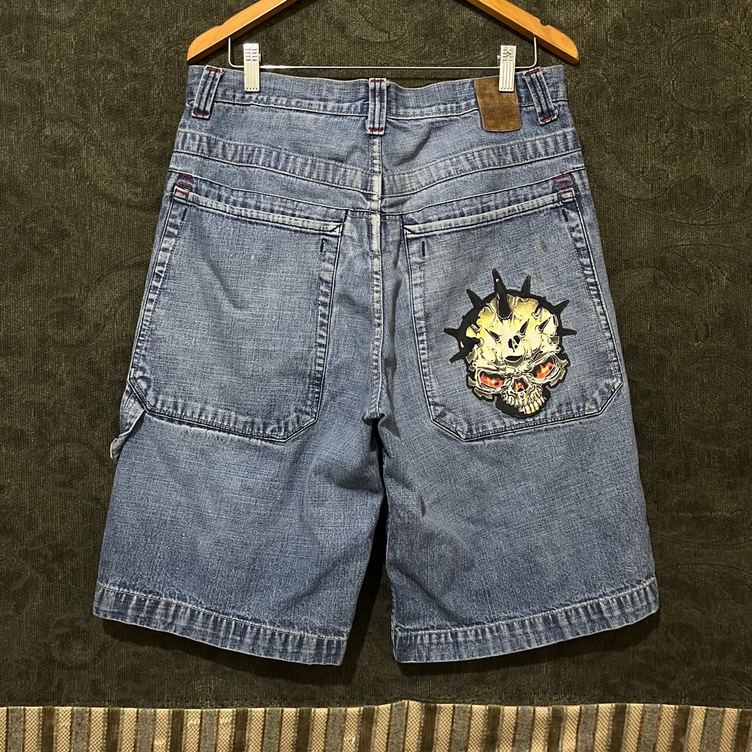 JNCO JEANS Y2K SKULL JORTS, Men's Fashion, Bottoms, Shorts on Carousell