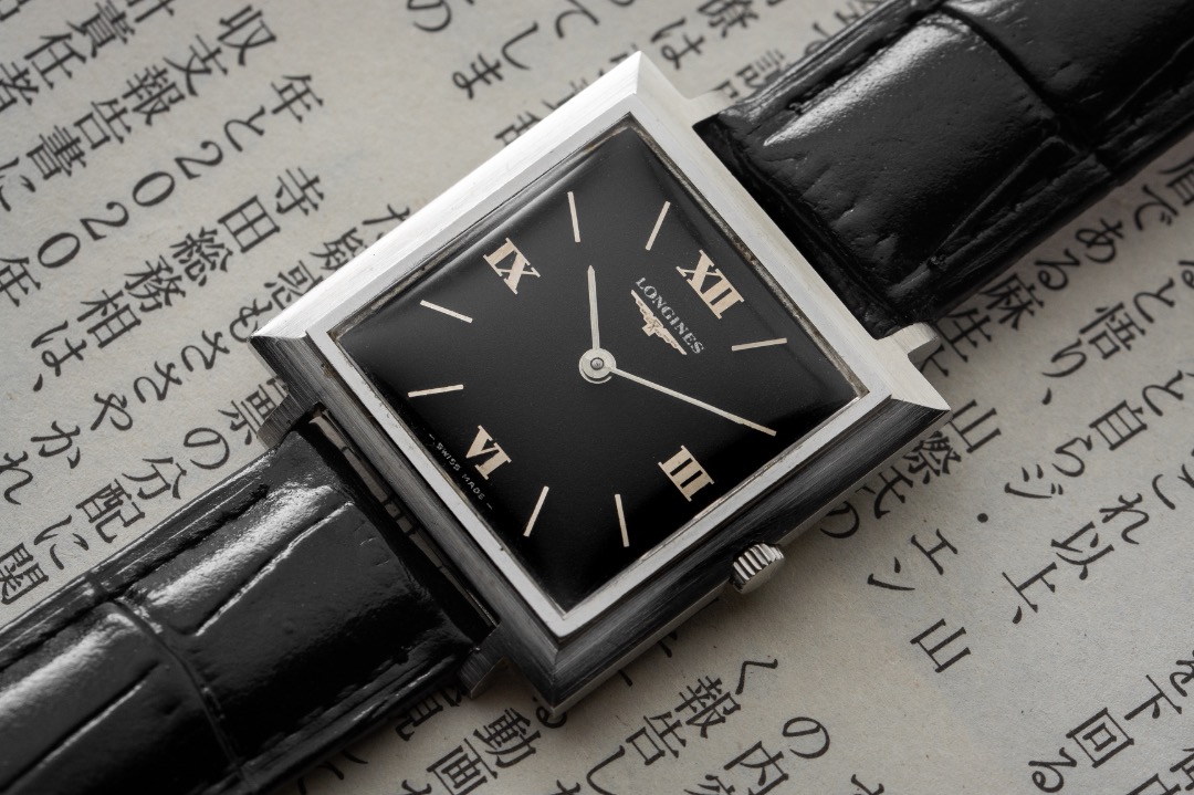 Longines Square Matte Black Quarter Roman dial Ref. 7759-2 (Cal. 428 ...