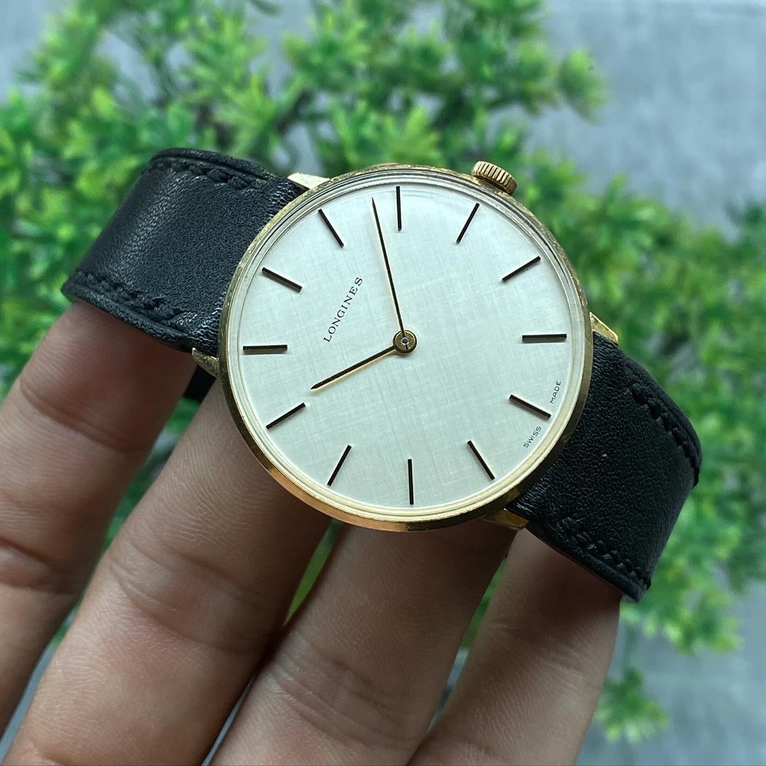 Longines Vintage Linen Dial Manual Winding 34mm, Fesyen Pria, Jam ...