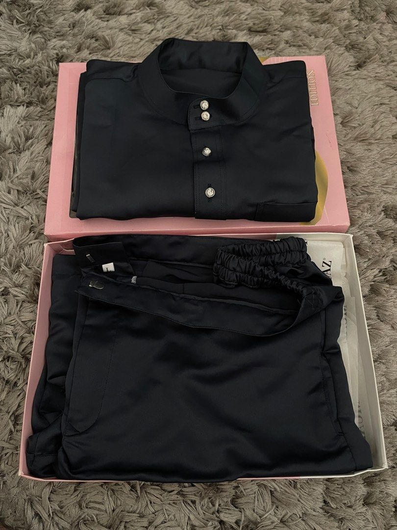 Muaz baju melayu set Platinum Edition Shiny Grey size L, Men's Fashion ...