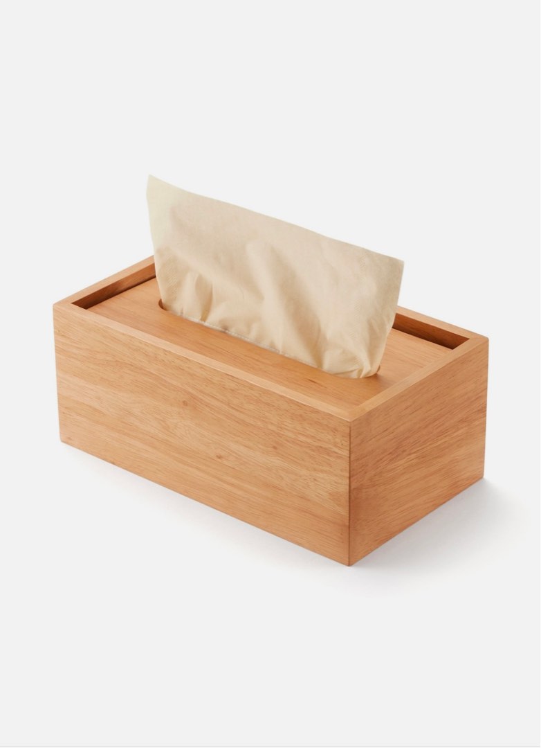 [MUJI] Wooden Tissue Box, Everything Else on Carousell