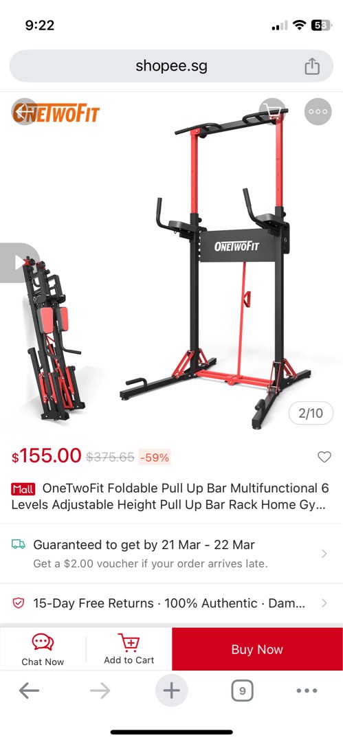 OneTwoFit Foldable Pull Up Bar, Sports Equipment, Exercise & Fitness ...
