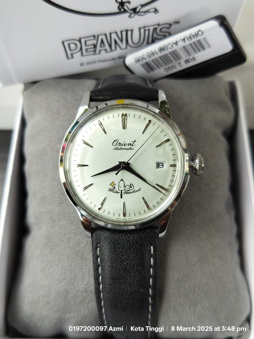 Original 75th anniversary orient x peanuts snoopy bambino 38 woodstock ...