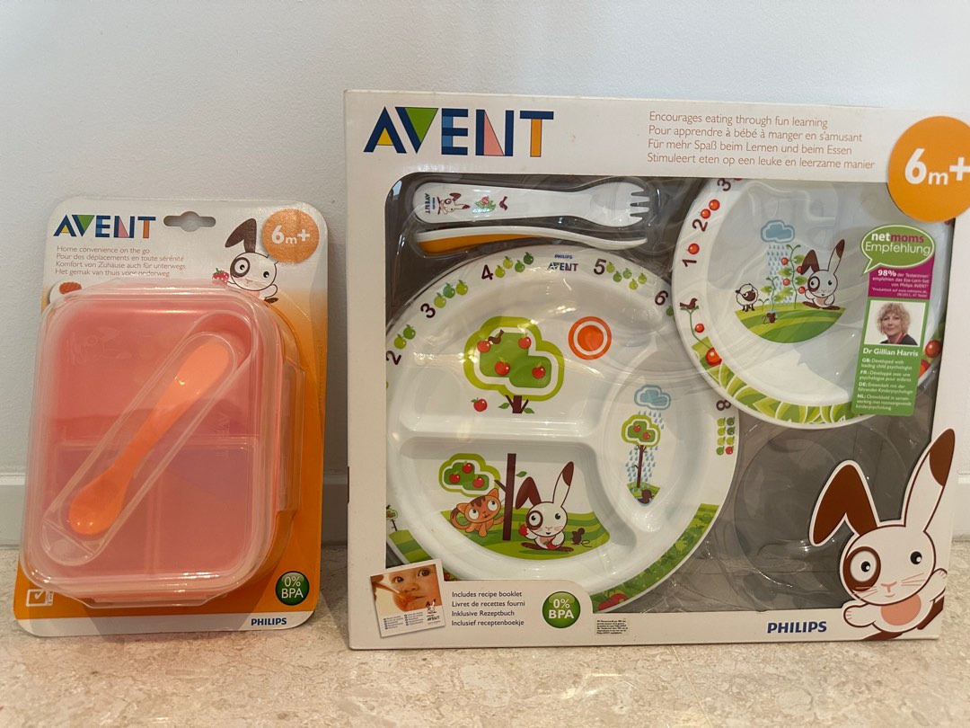 Phillips Avent toddler mealtime plates and utensils set and lunchbox ...