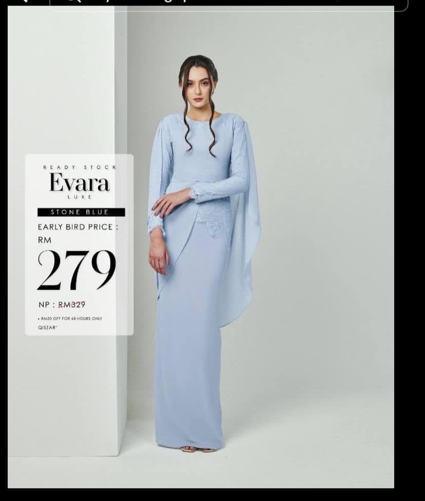 Qiszar Evara Luxe in Stone Blue, Women's Fashion, Dresses & Sets ...