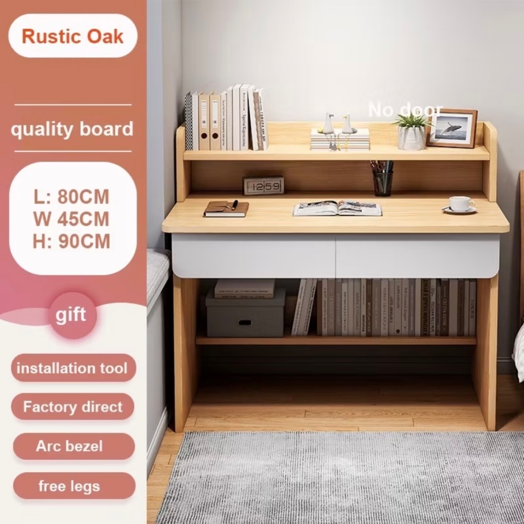 Rustic Oak Wooden Study Desk Table | Home Office Writing Table With ...