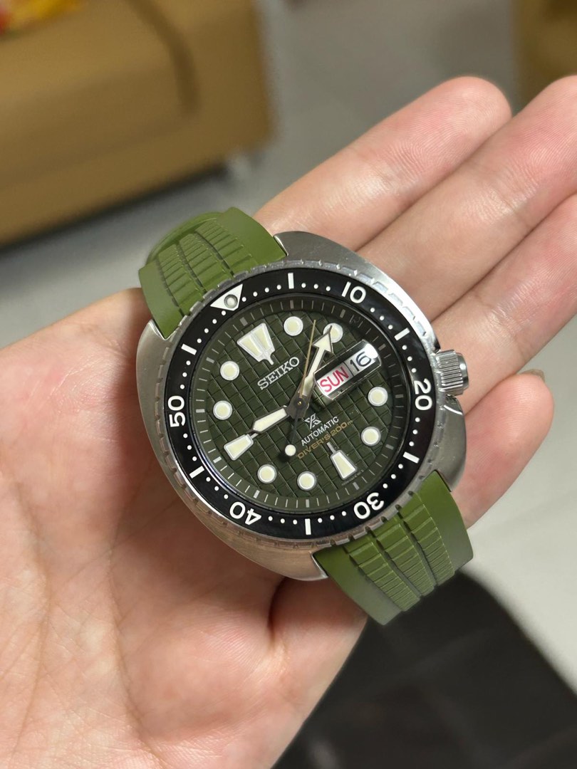 Seiko King Turtle Grenade SRPE05 w CrafterBlue Rubber Strap, Men's ...