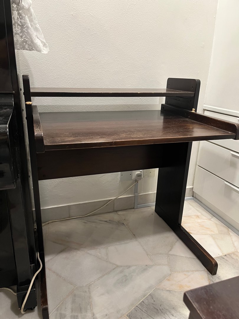 Solid wood computer table adjustable height, Furniture & Home Living ...