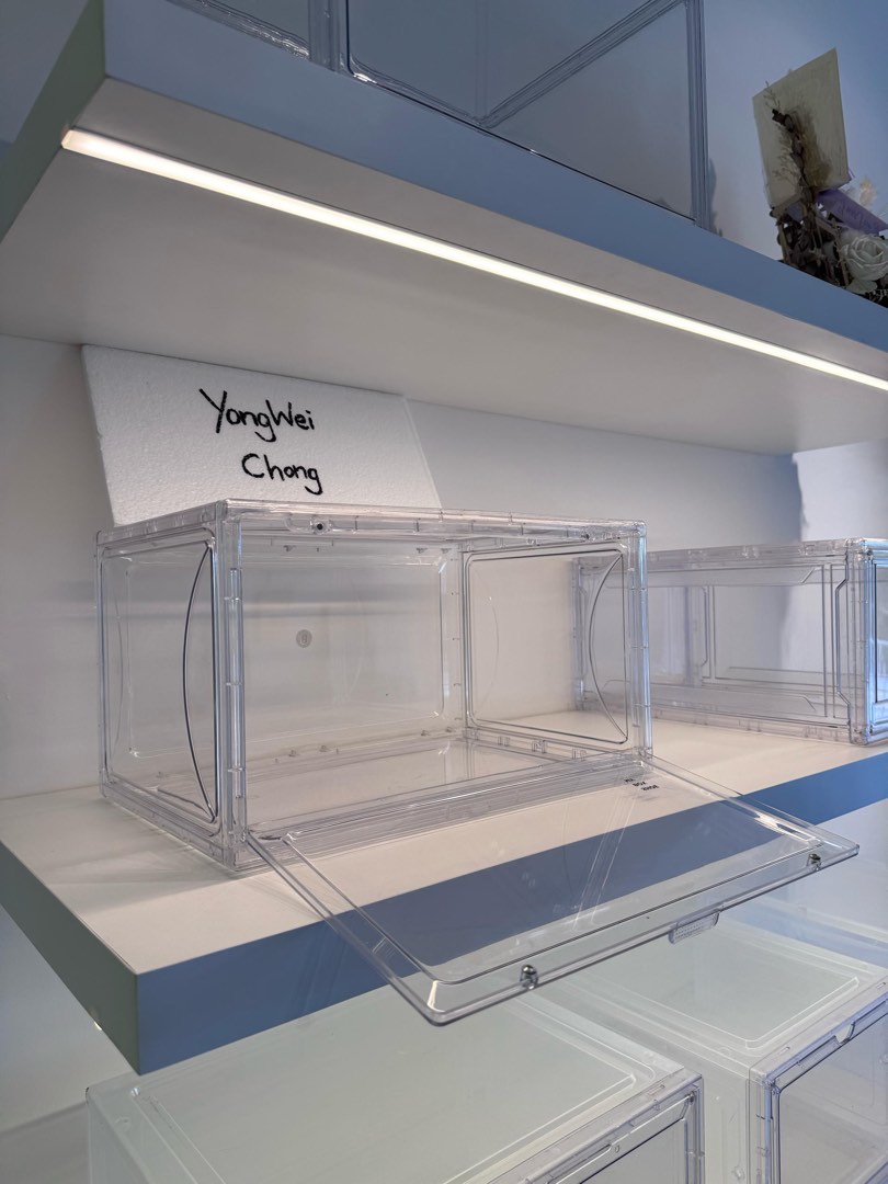 Stackable Full Acrylic Magnet Side Open Shoe Box Storage Display ...