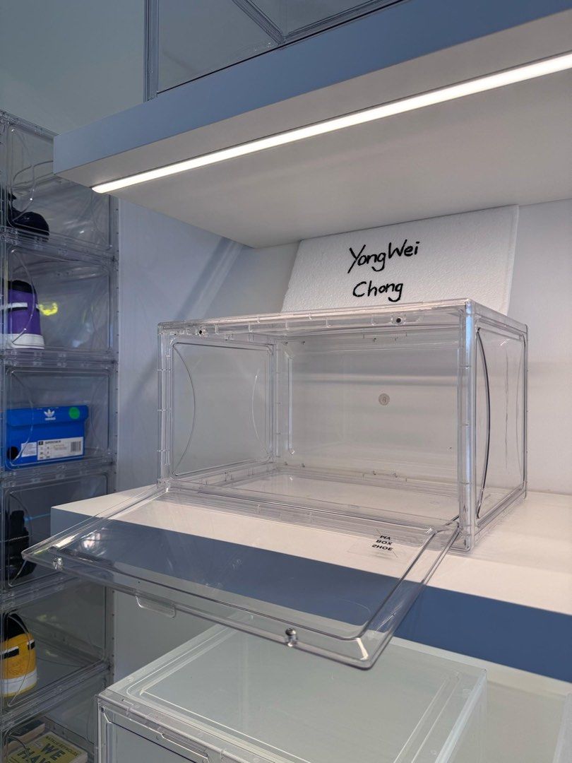 Stackable Full Acrylic Magnet Side Open Shoe Box Storage Display ...