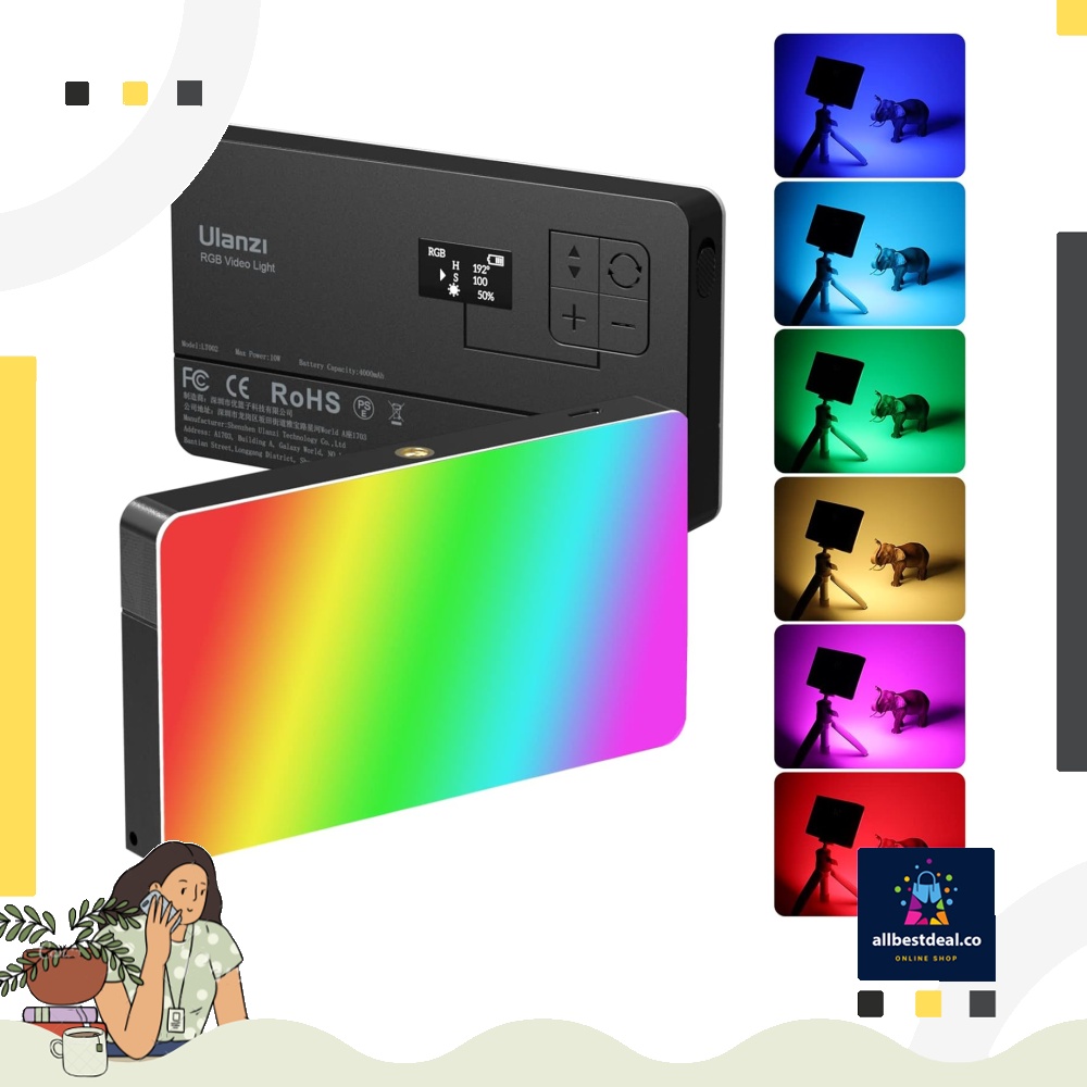 Ulanzi LED Video Light, Dimmable 2500K-9000K Full Color 20 Lighting ...