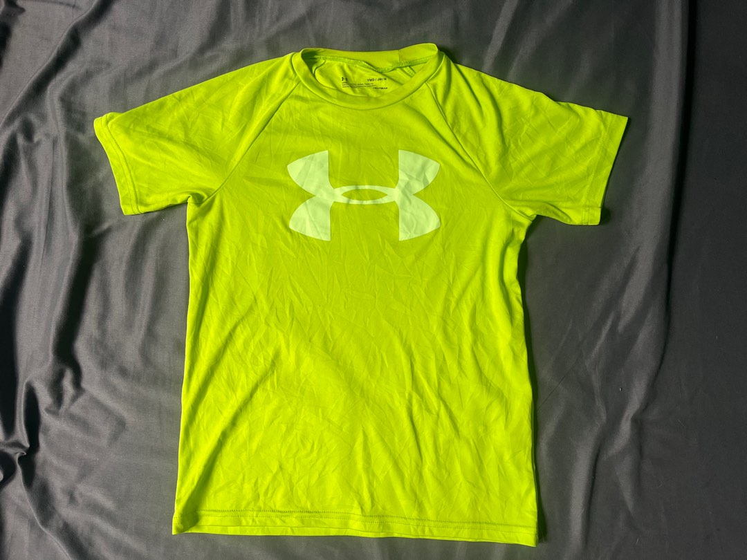 Under Armour Neon Lemon Green Heat Gear Shirt, Women's Fashion ...