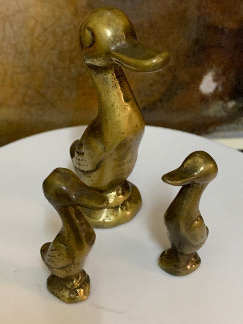 Vintage Family Of Solid Brass Ducks Figurines | Set of 3, Hobbies ...