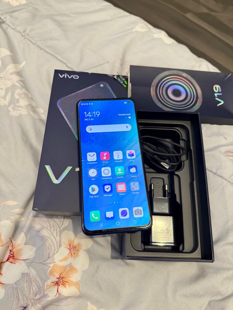 Vivo V19 Blue 8/128GB Resmi Lengkap ada minus Shadow, Telepon Seluler ...