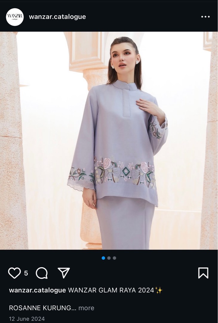 Wanzar Rosanne Kurung (2024 collection), Women's Fashion, Muslimah ...