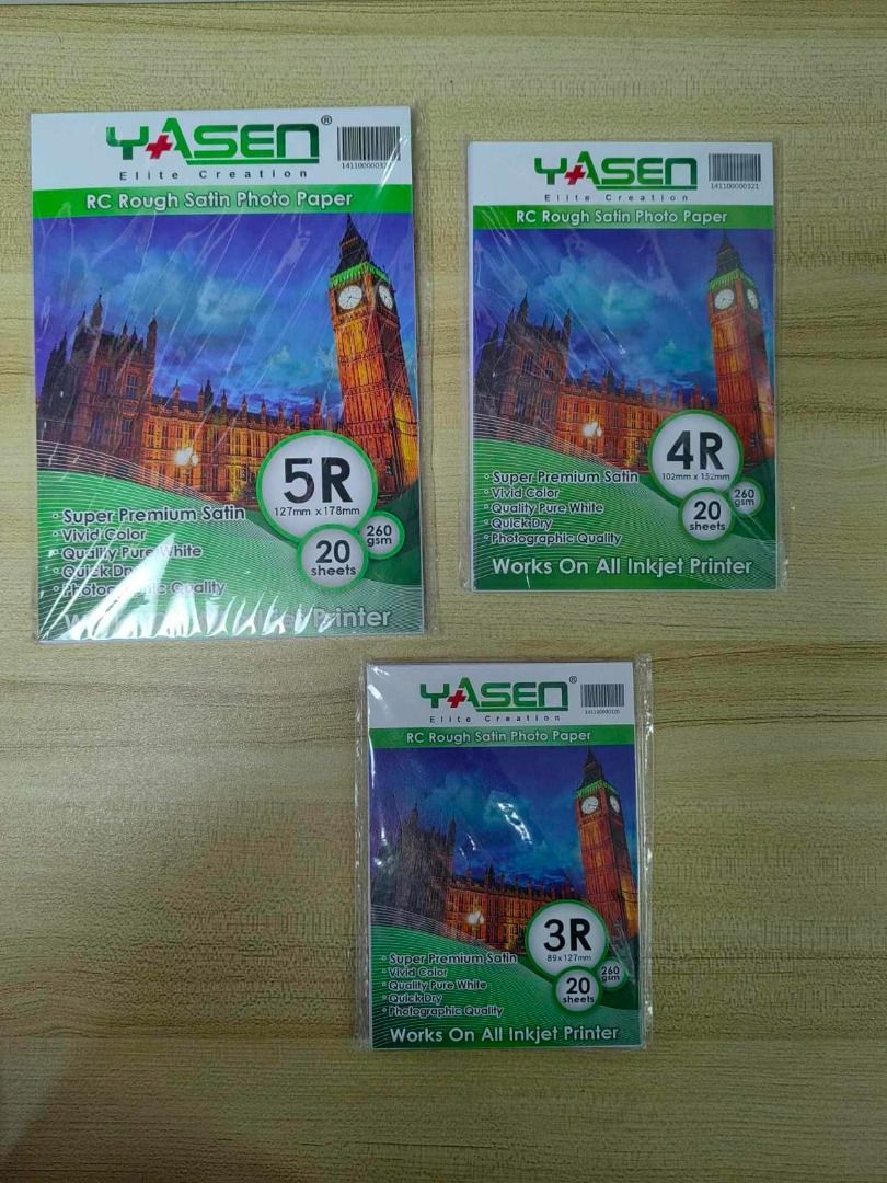 Yasen RC Glossy Photo Paper 260gsm Resin Coated A4 5R 4R 3R Size (20 sheets / Pack ), Everything ...