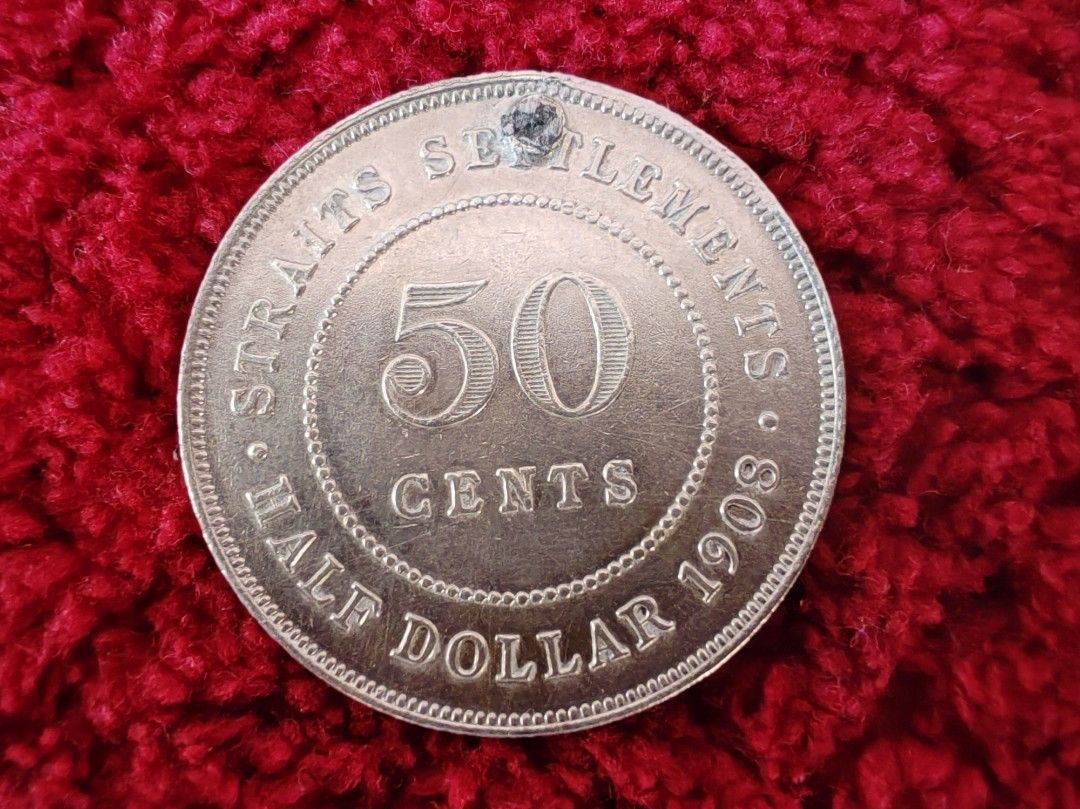 50 cent Straits Settlements King Edward VII 1908 Silver Coin, Hobbies ...