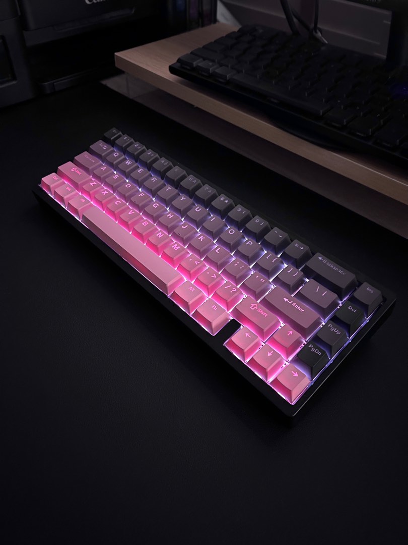 65% Full Aluminium Custom Keyboard ( Front facing Shine thru Pink ...