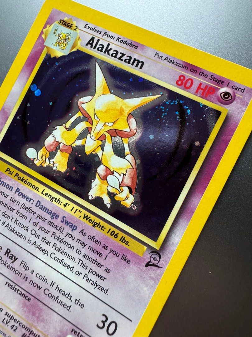 Alakazam base set 2 SWIRL pokemon card HOLO vintage, Hobbies & Toys ...