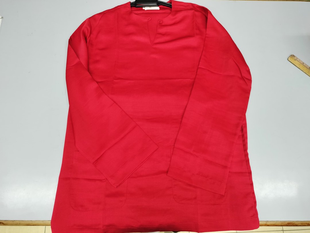 BAJU MELAYU COLLAR JOHOR SET MERAH / RED BAJU RAYA COLLAR JOHOR SET ...