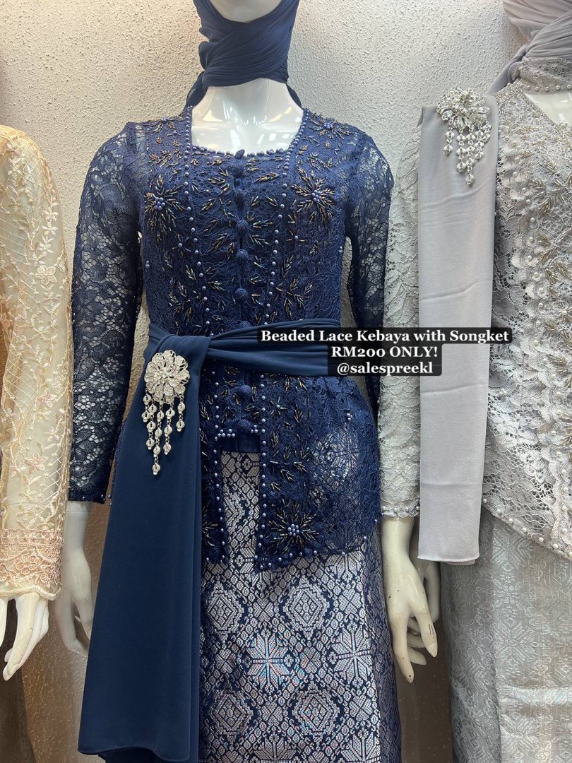 beaded lace kebaya with songket, Women's Fashion, Dresses & Sets ...