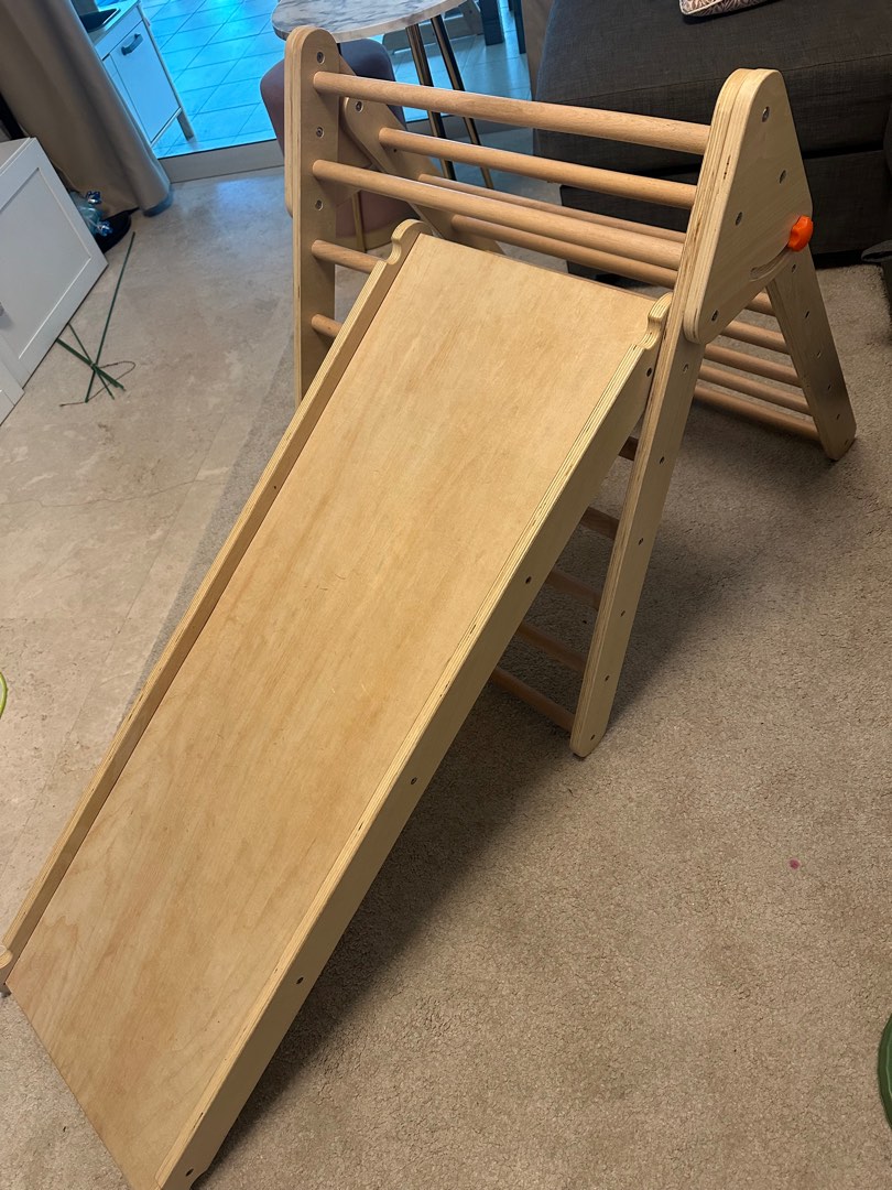 Climbing pikler triangle with tent/ cover and slide / ramp, Babies ...