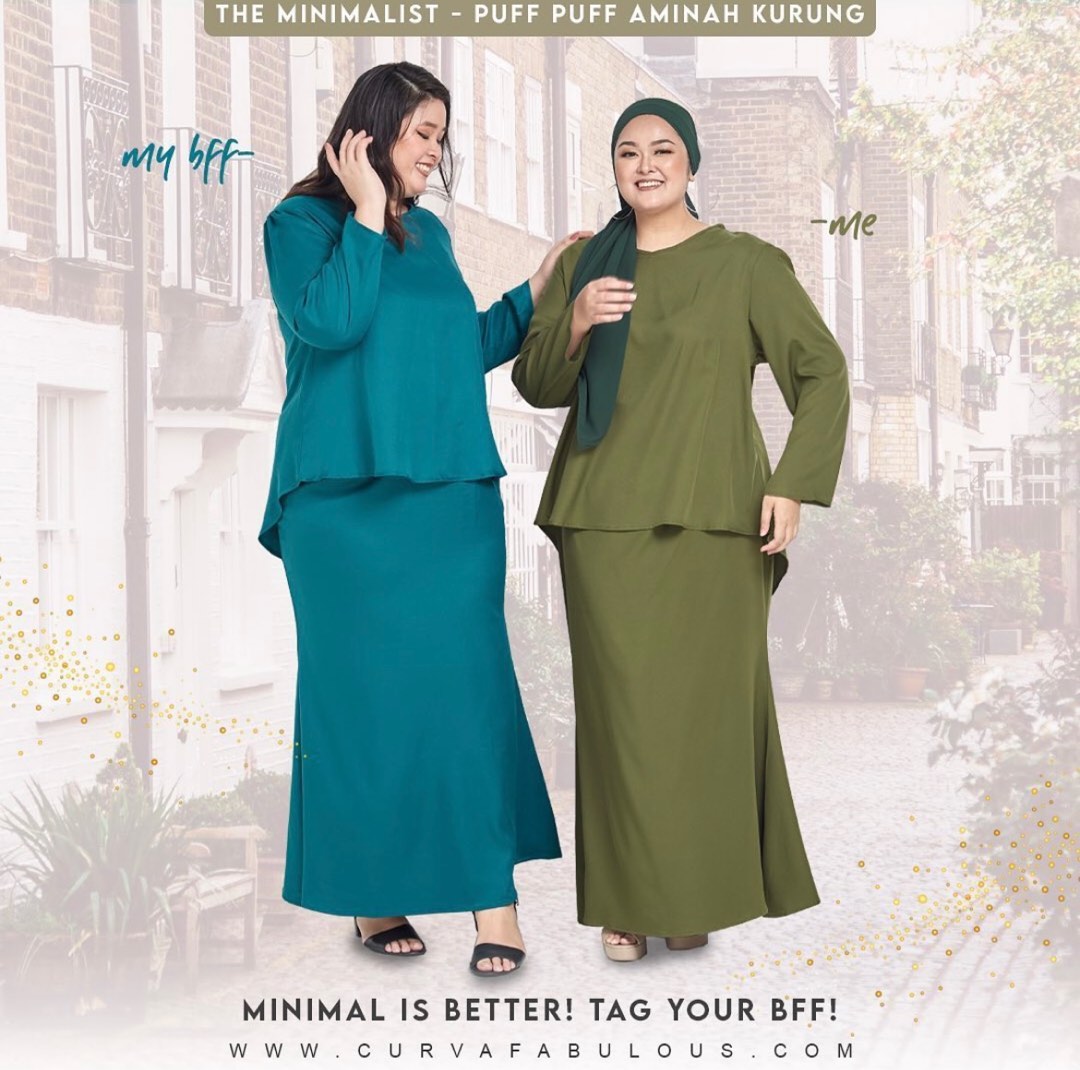 CURVA FABULOUS PUFF BAJU KURUNG SET, Women's Fashion, Muslimah Fashion ...