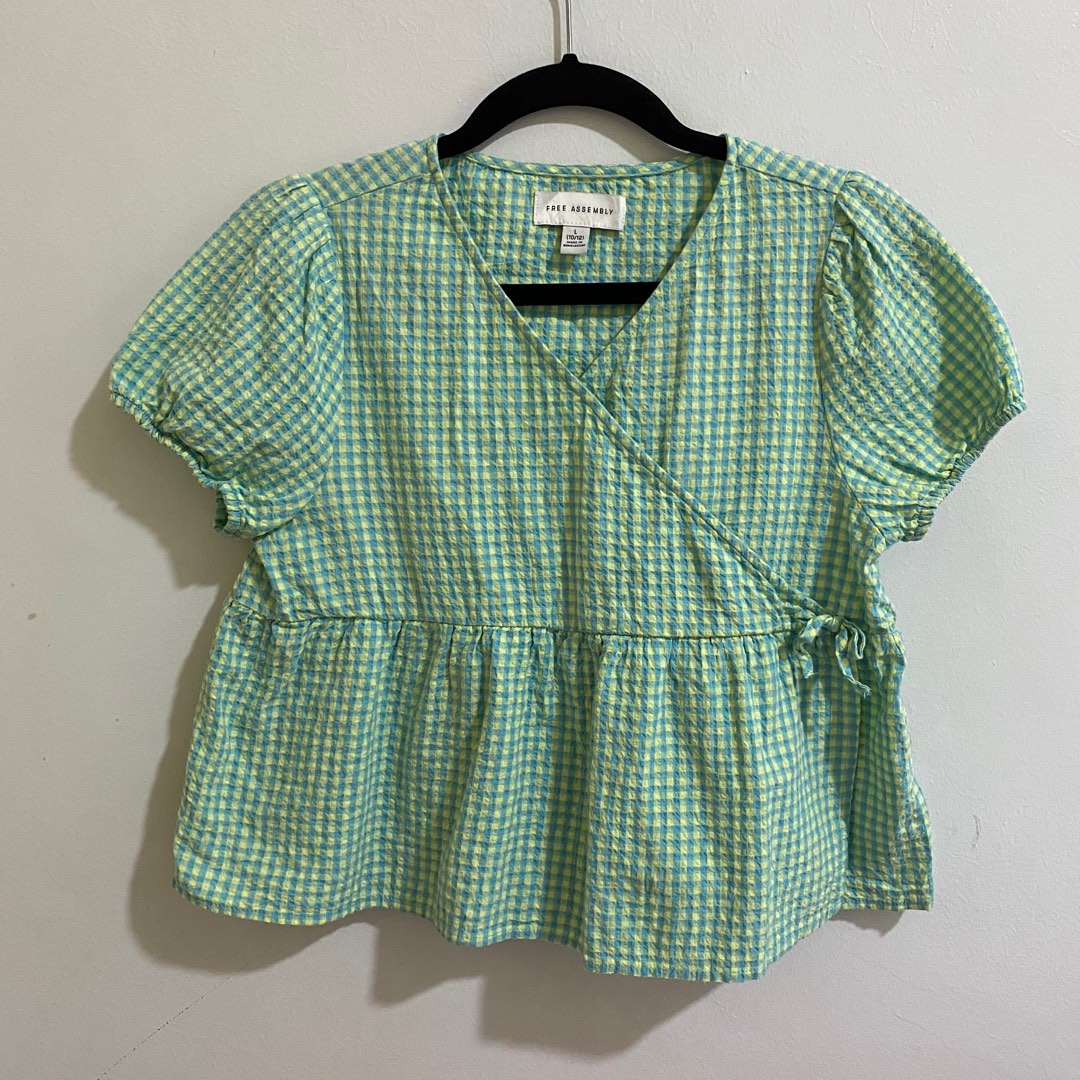 Cute Wrap top Free Assembly, Women's Fashion, Tops, Blouses on Carousell