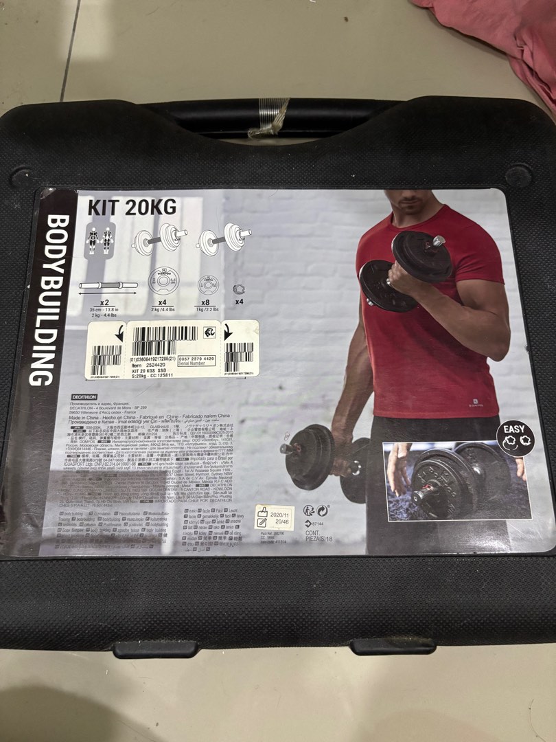 Decathlon Gym Dumbbell set with Weights (20kg, Easy transport) - Domyos ...