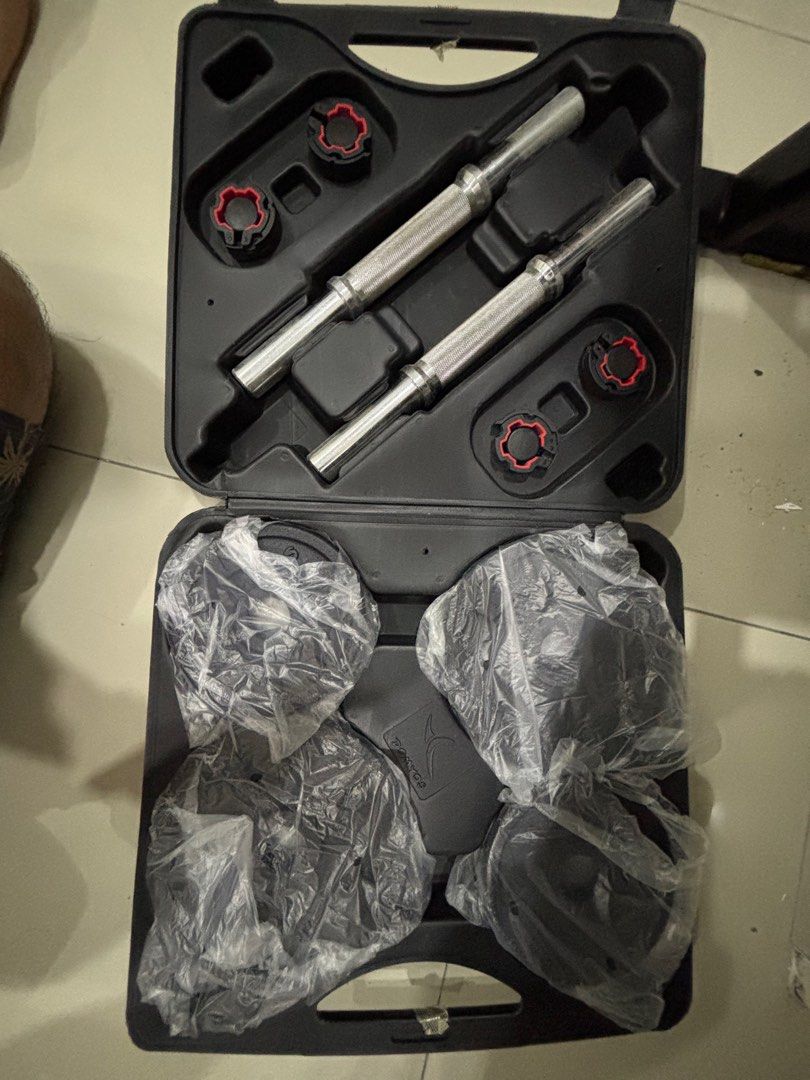 Decathlon Gym Dumbbell set with Weights (20kg, Easy transport) - Domyos ...