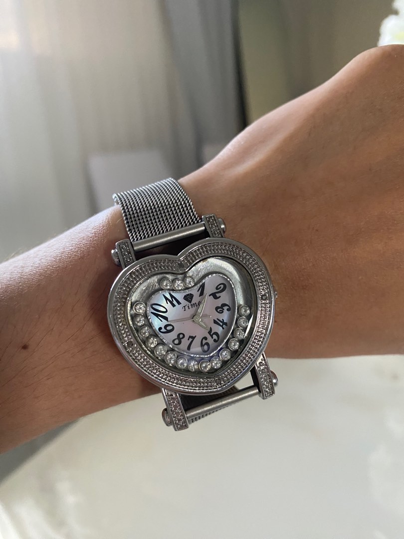 Diamond heart shape watch, Luxury, Watches on Carousell